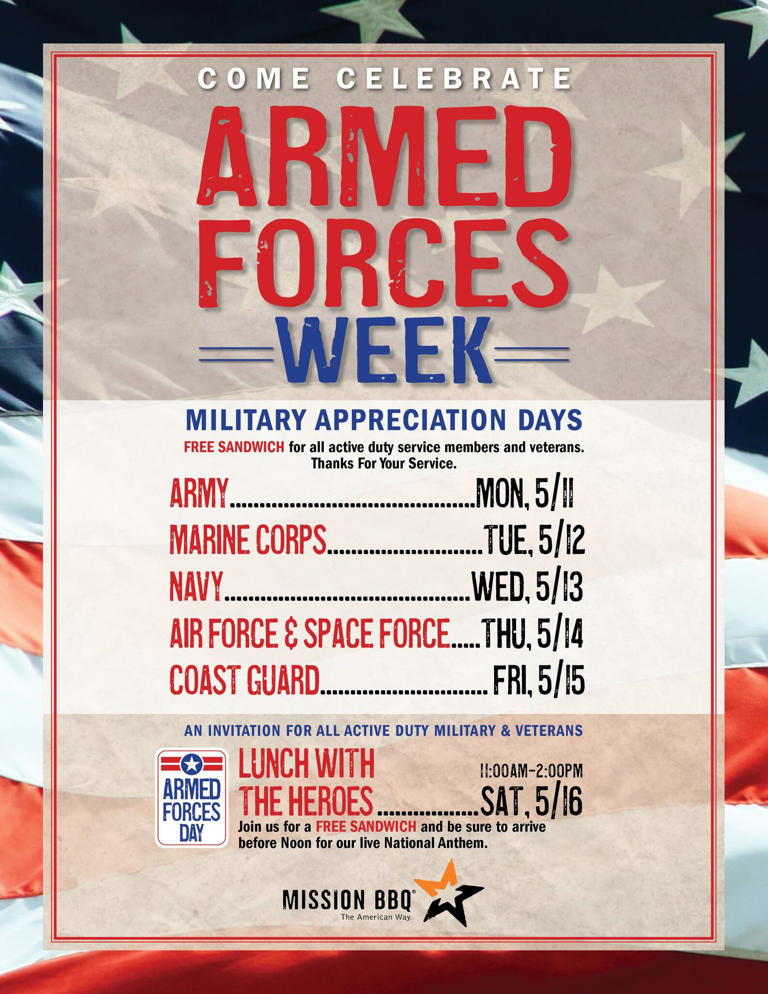 Mission BBQ offering free sandwich to every military branch each day ...