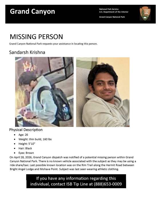 Missing man’s body found below Grand Canyon’s South Rim; investigation ...
