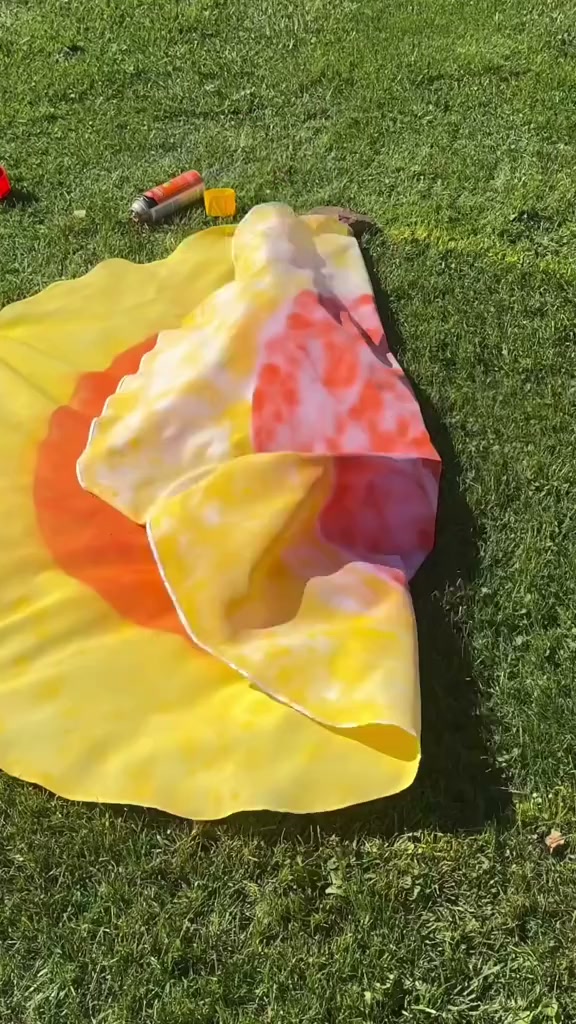 DIY candy corn tablecloth for cozy Halloween porch decor