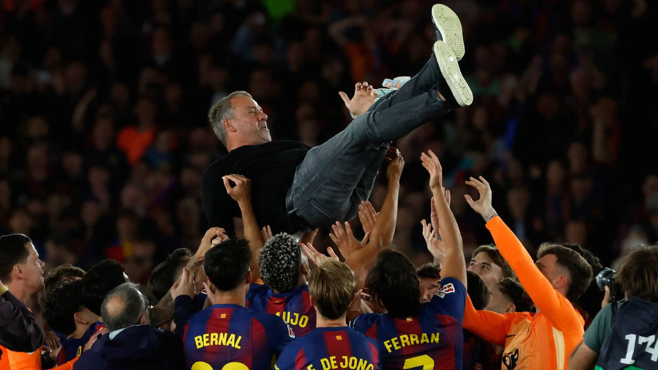 Hansi Flick extends Barcelona contract to 2028 after title win