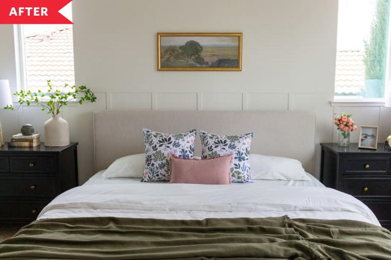 A new color palette turned this dull bedroom into a dreamy retreat