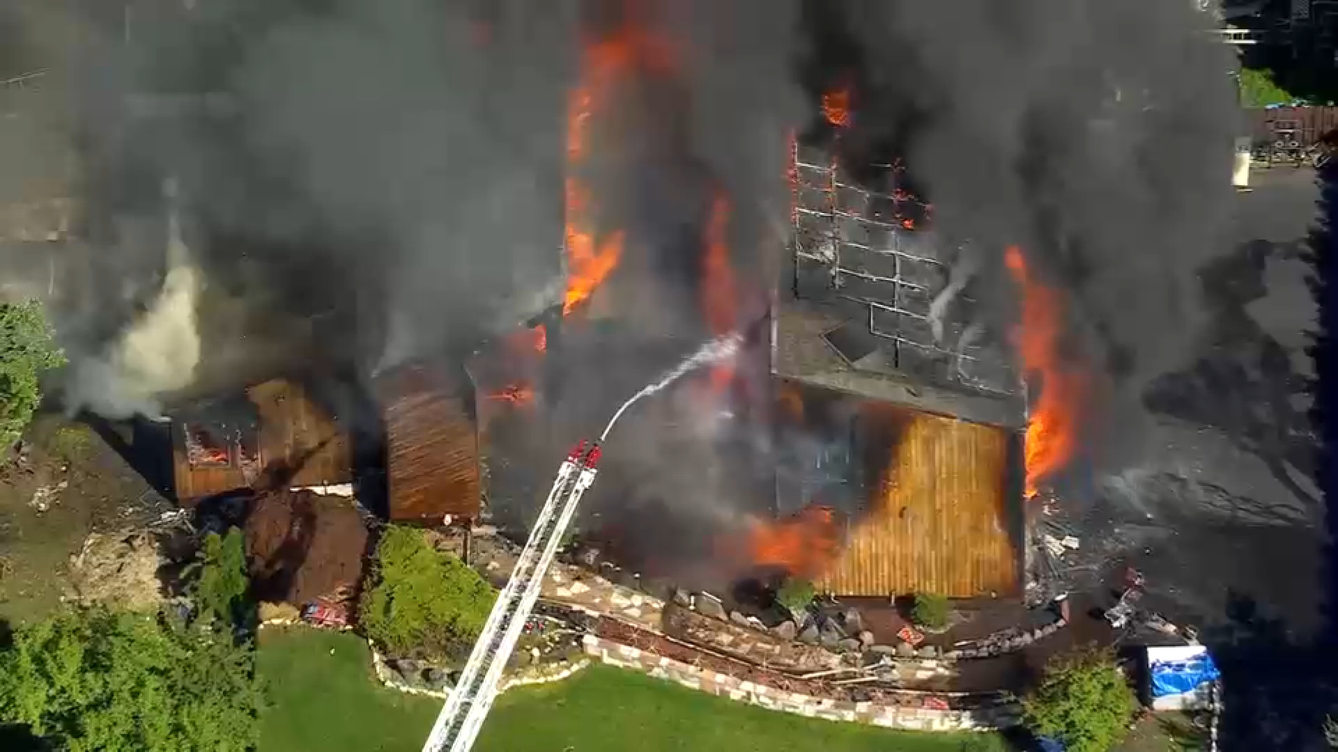 Raging fire ripping through home in Norwood, New Jersey