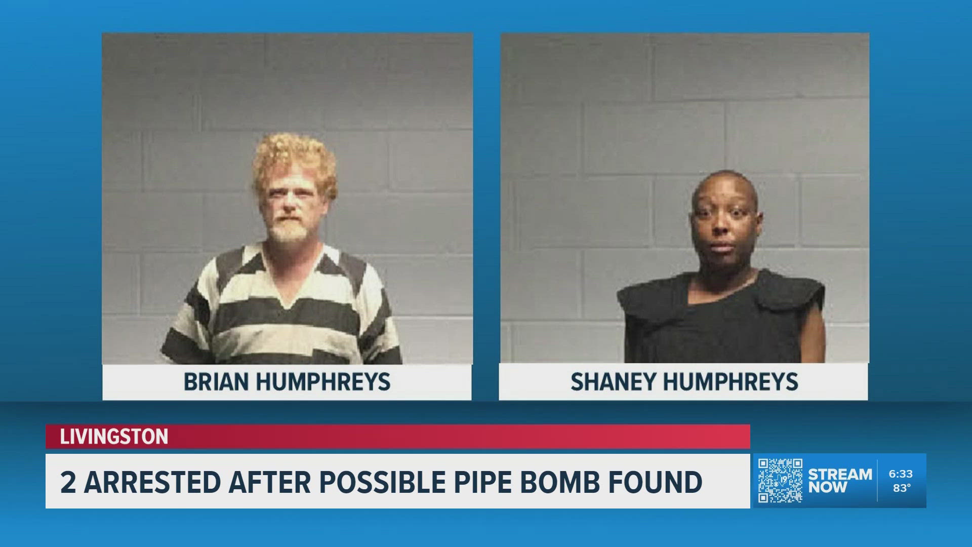 Two arrested after possible pipe bomb found near Livingston home