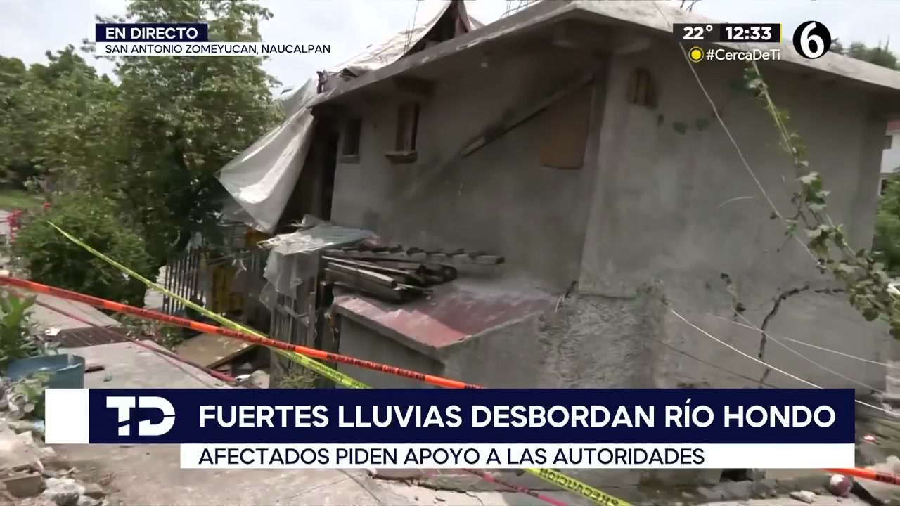 Casas se parten a la mitad por desbordamiento del Río Hondo en Naucalpan