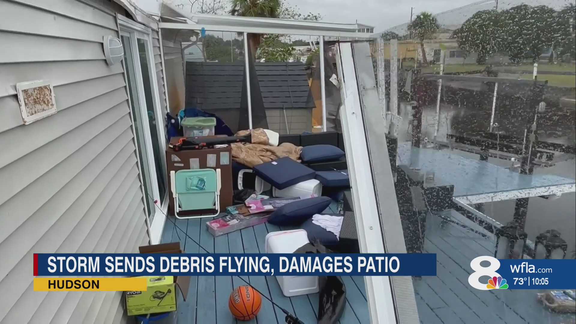 Fast moving storm did damage to home in Hudson