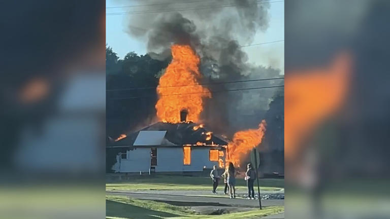 Crews deal with house fire Tuesday in Sebree, Ky.