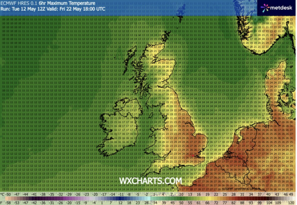 UK weather maps turn orange for 27C scorcher - with 16 regions hotter ...