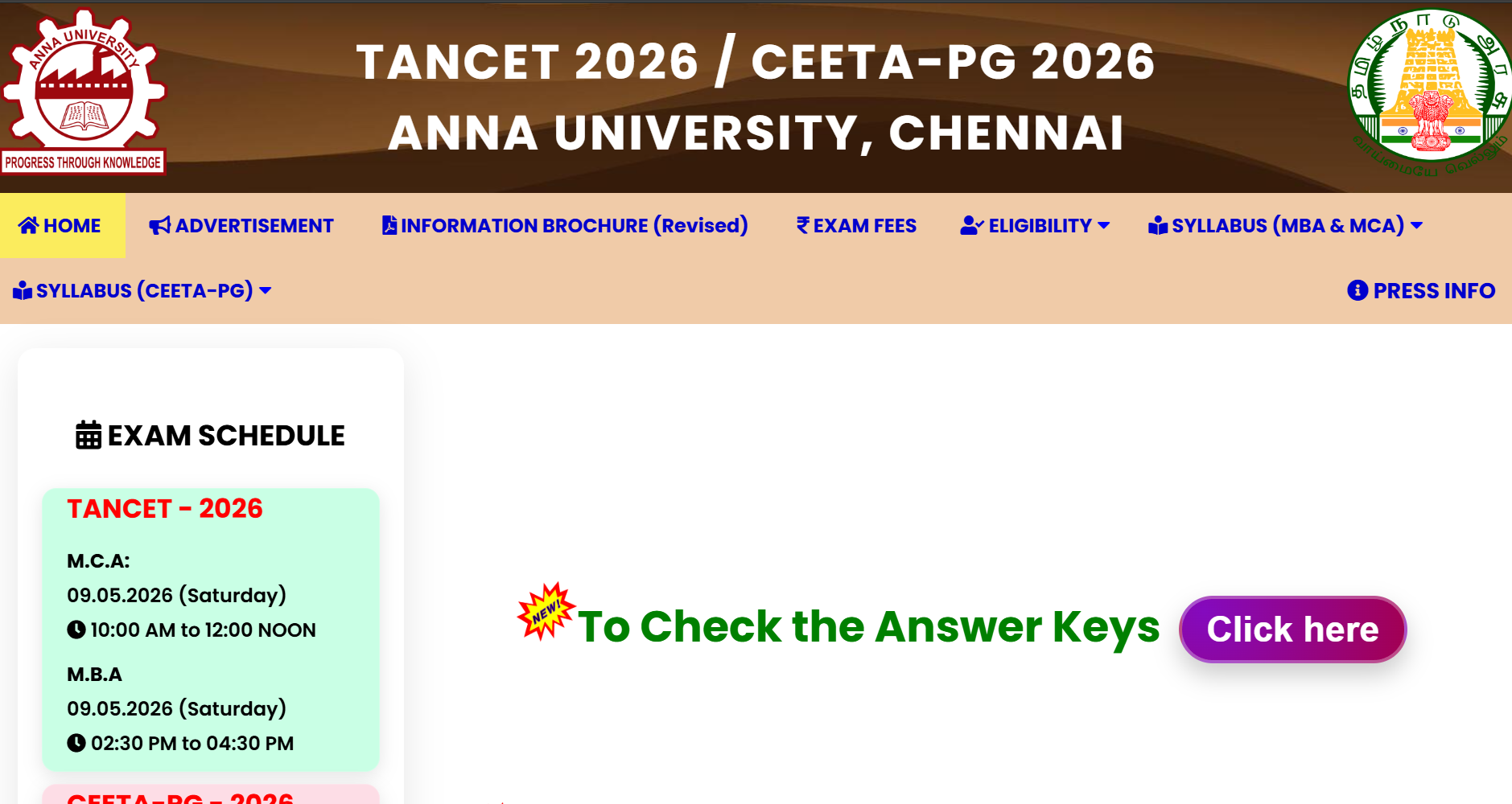 TANCET CEETA PG answer key 2026 released at tancet.annauniv.edu: Direct ...
