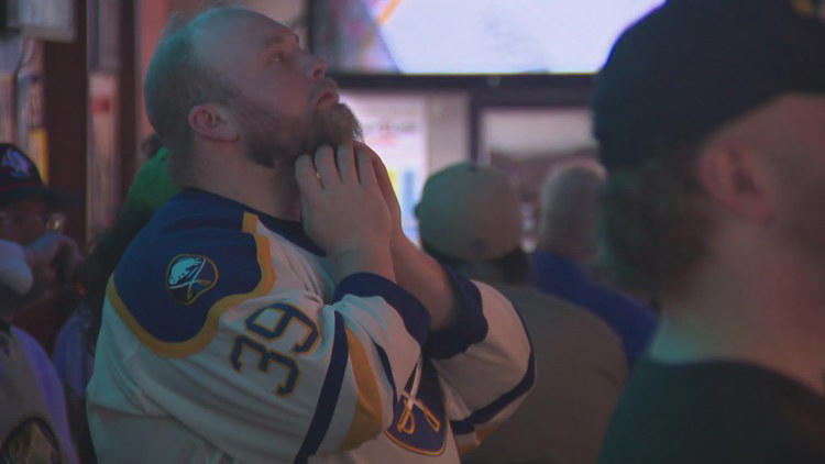 Sabres fans brave the rain for Game 4 watch party in Lancaster