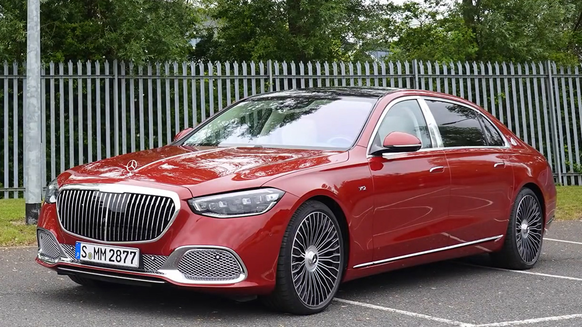 Mercedes Maybach S680 V12 luxury sedan in elegant red finish