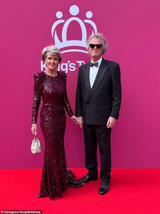 Defiant Julie Bishop dazzles in a $1,300 gown as she attends the King's ...