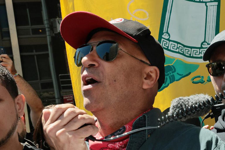 Rage Against the Machine's Tom Morello seen with protestors as he joins ...