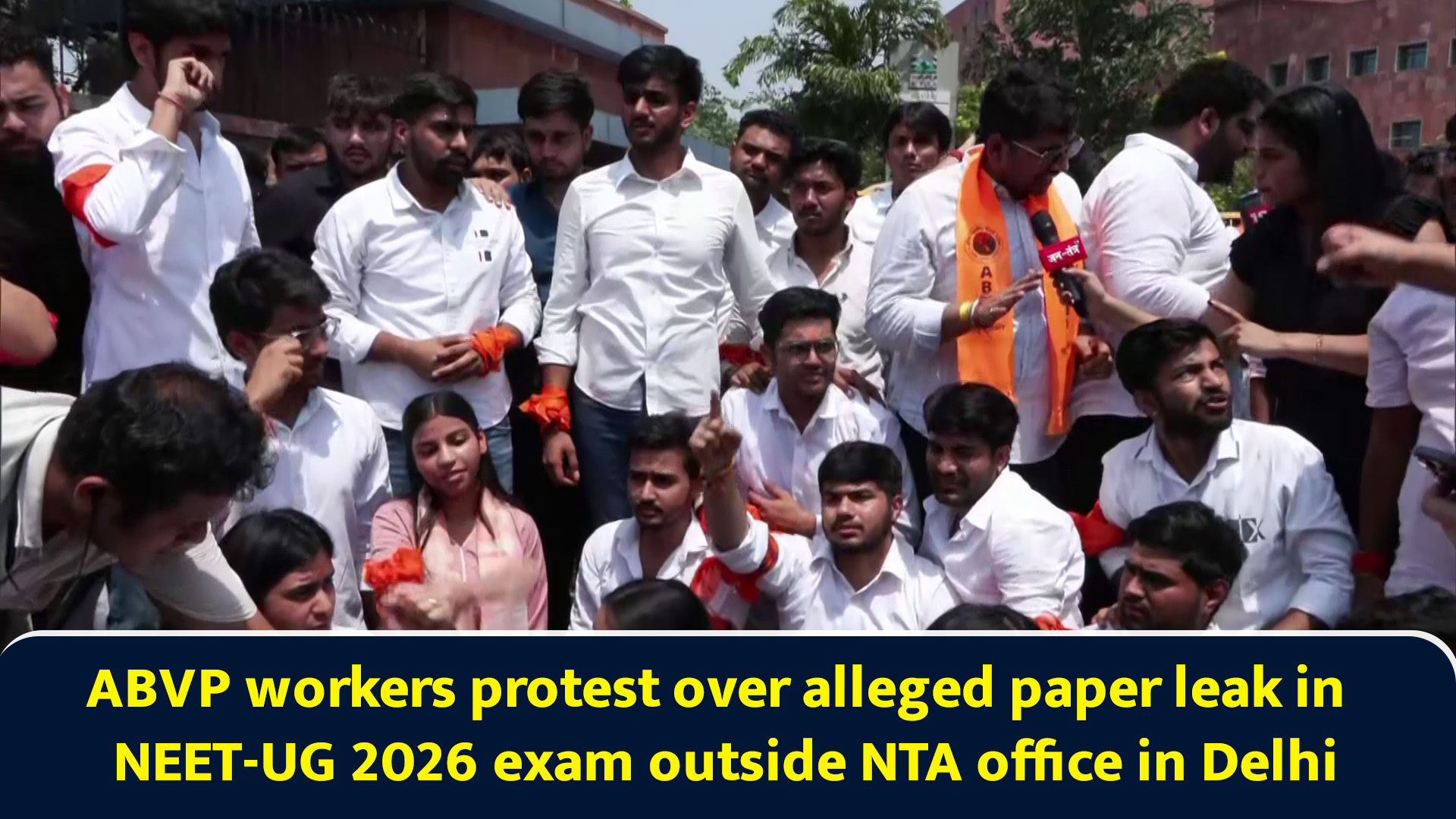 ABVP workers protest over alleged paper leak in NEET-UG 2026 exam ...