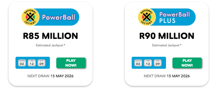 All-time R175-million PowerBall and PowerBall Plus on Friday 15 May 2026