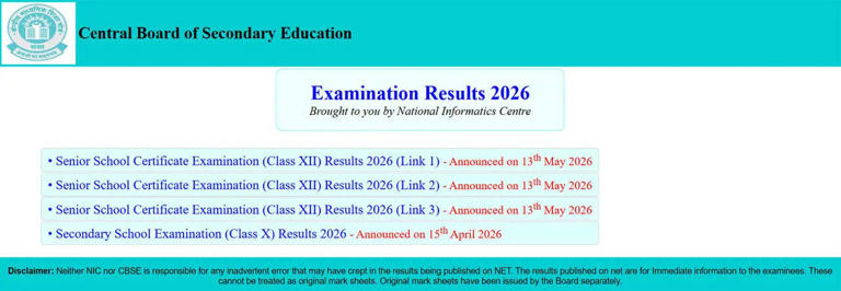 CBSE class 12th result 2026 out at cbseresults.nic.in; check direct ...