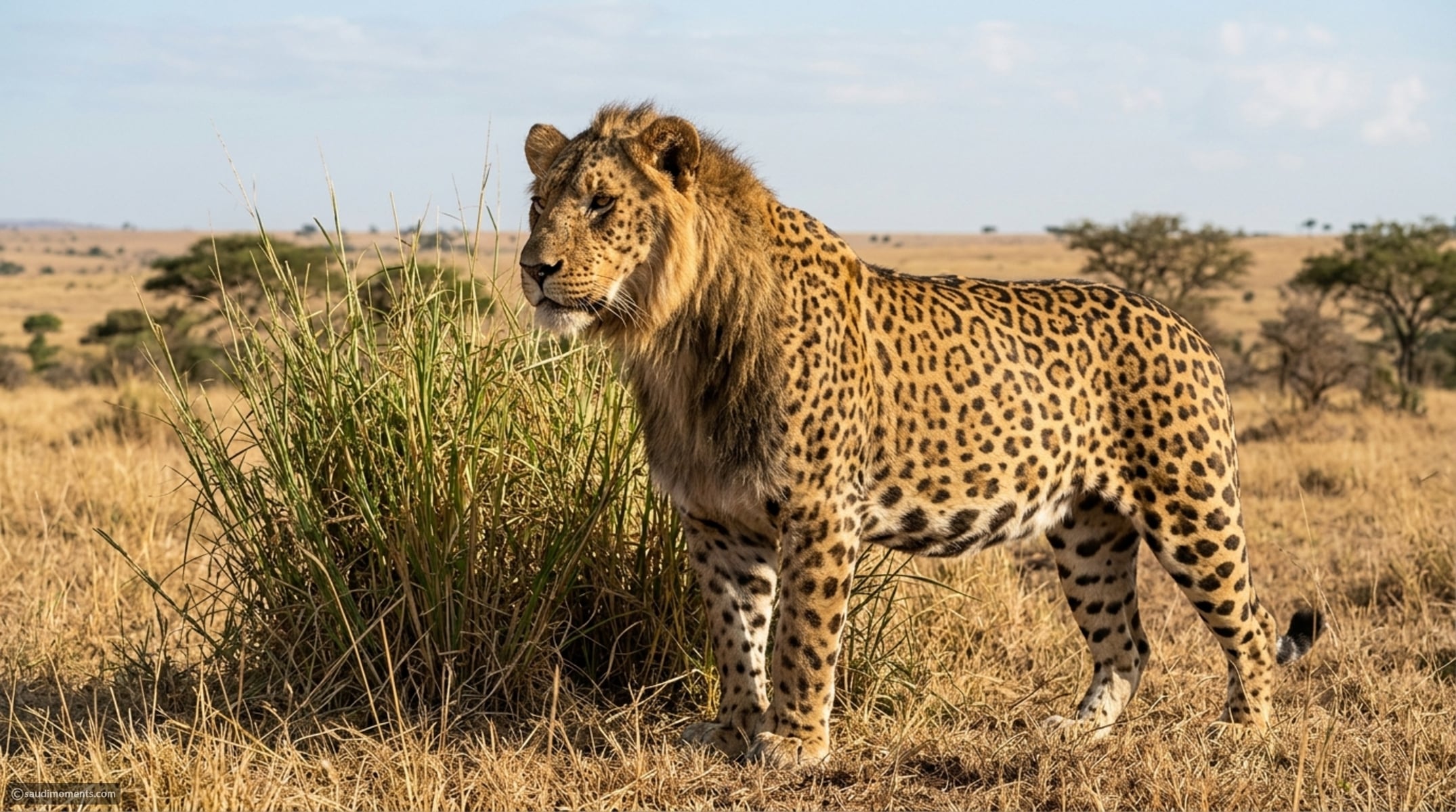 This hybrid feline, called a "jaglion," is an unlikely creation of nature