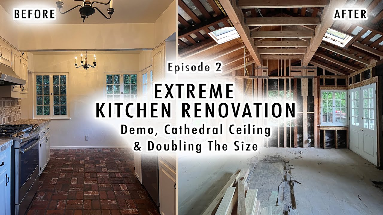 Extreme kitchen renovation with cathedral ceilings