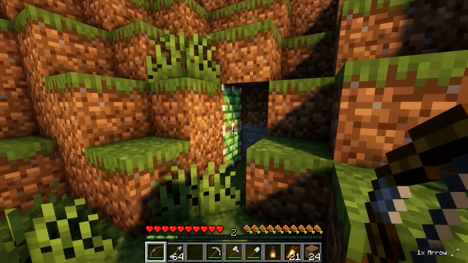 Create a simple camouflaged base behind dirt blocks
