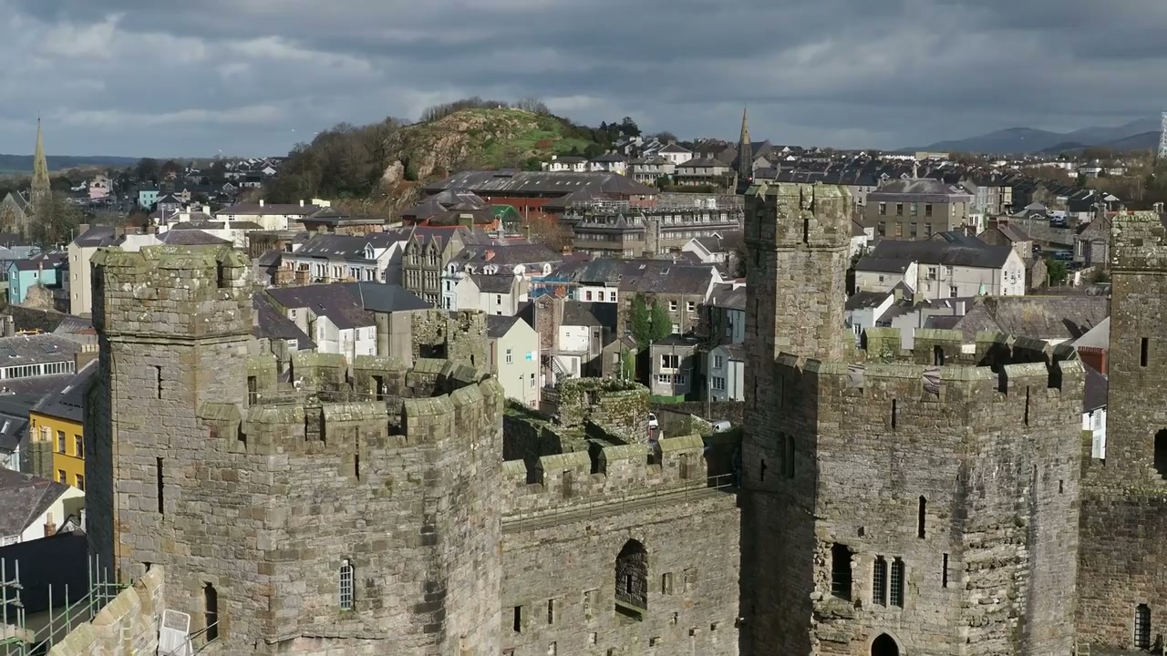 Caernarfon Castle, Wales: Drone views of medieval design