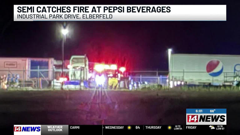 Crews respond to overnight fire at Pepsi factory in Warrick Co.