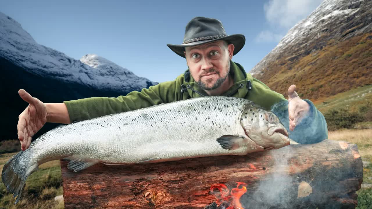 The adventure begins: Making a delicious salmon dish in the forest