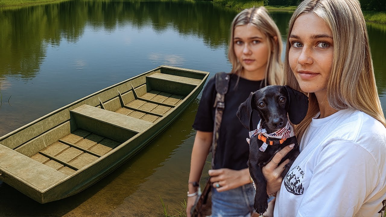 Fishing a secret pond from a vintage boat