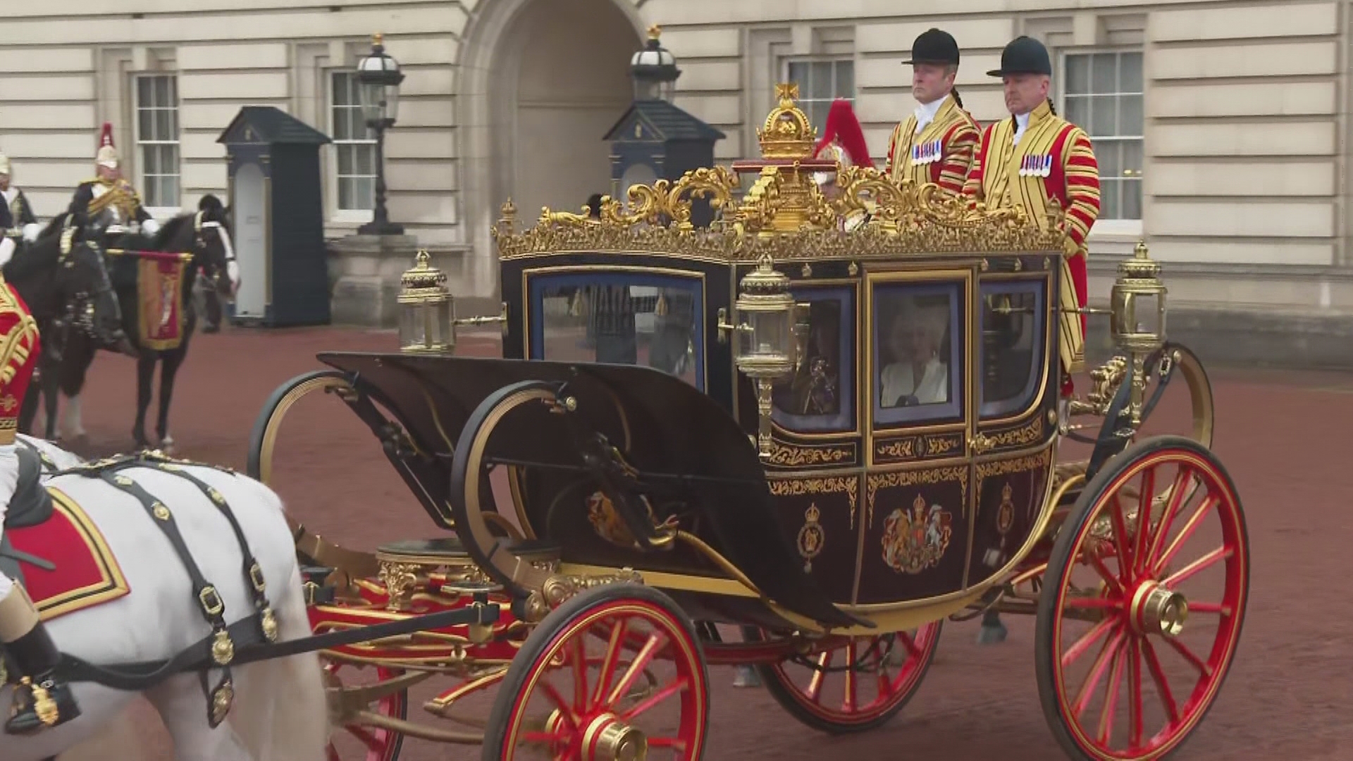 King and Queen depart Buckingham Palace for Parliament
