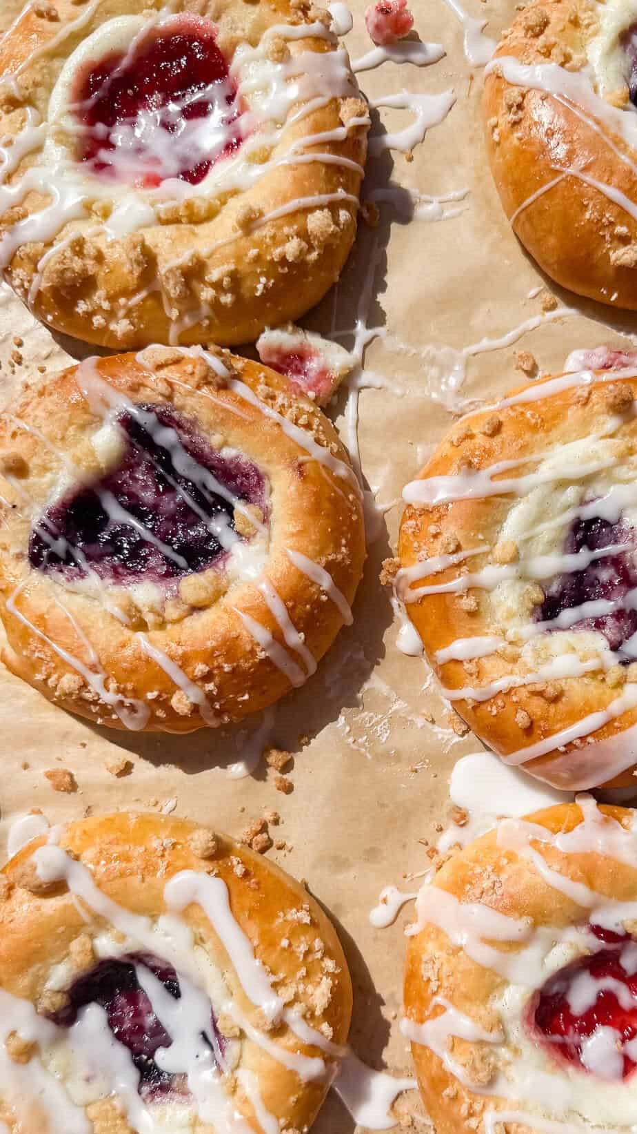 Soft and fluffy berry cheese Danish