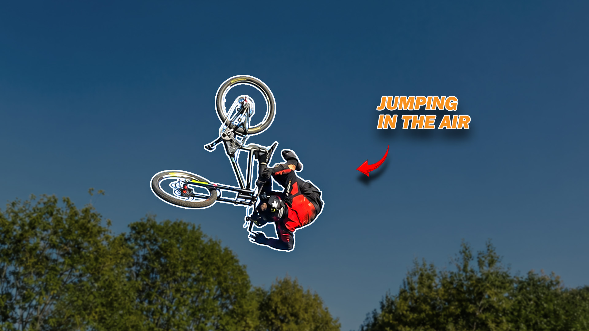 Bike Trick Jumping in the Air in Action