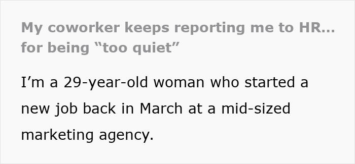 Coworker reports woman to HR over silence, learns she broke no rules