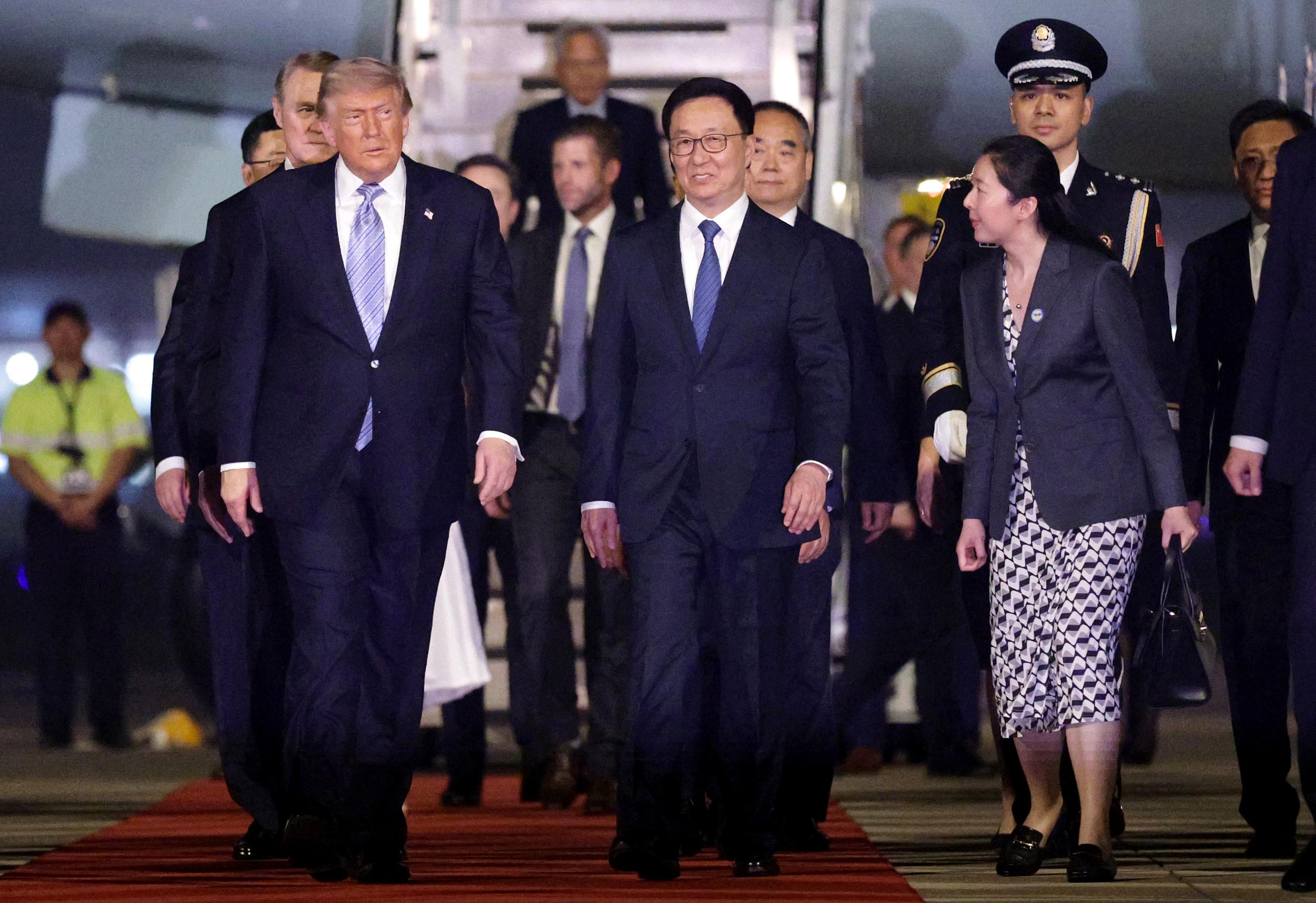 President Trump arrives in China for high-stakes summit