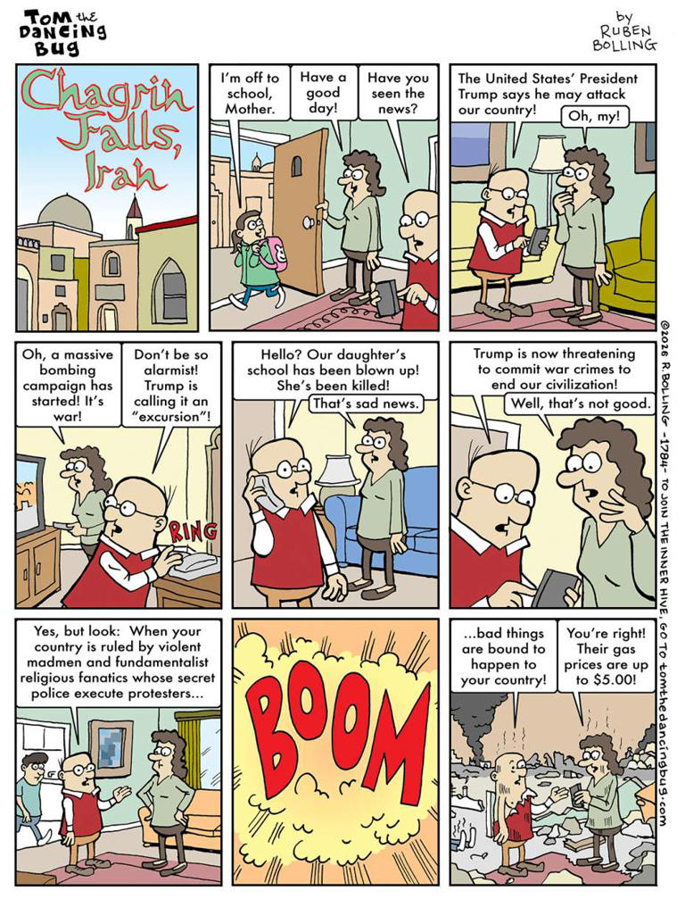 Tom the Dancing Bug: Your average family in Chagrin Falls, Iran