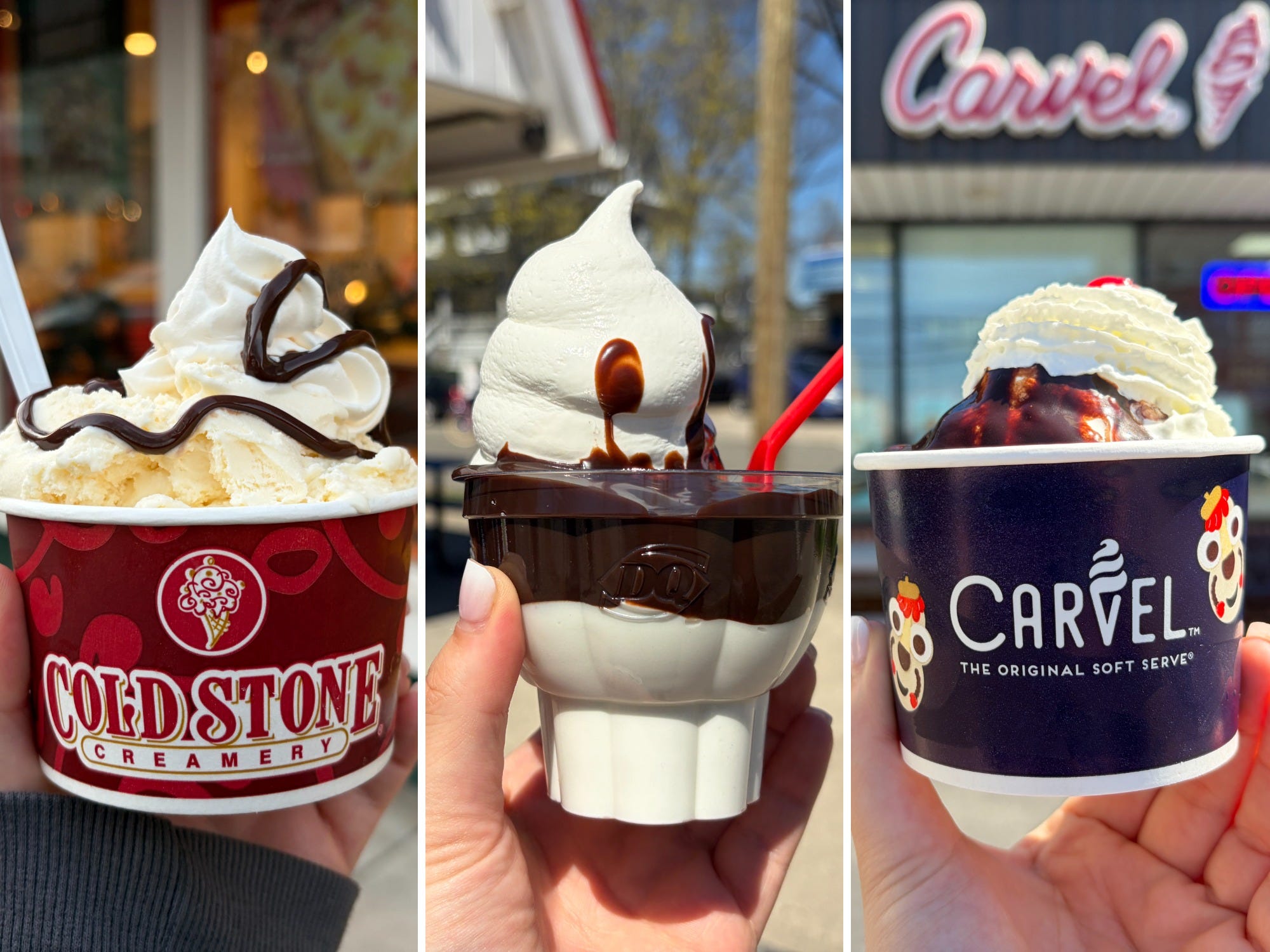 I ordered sundaes from Cold Stone Creamery, Dairy Queen, and Carvel ...