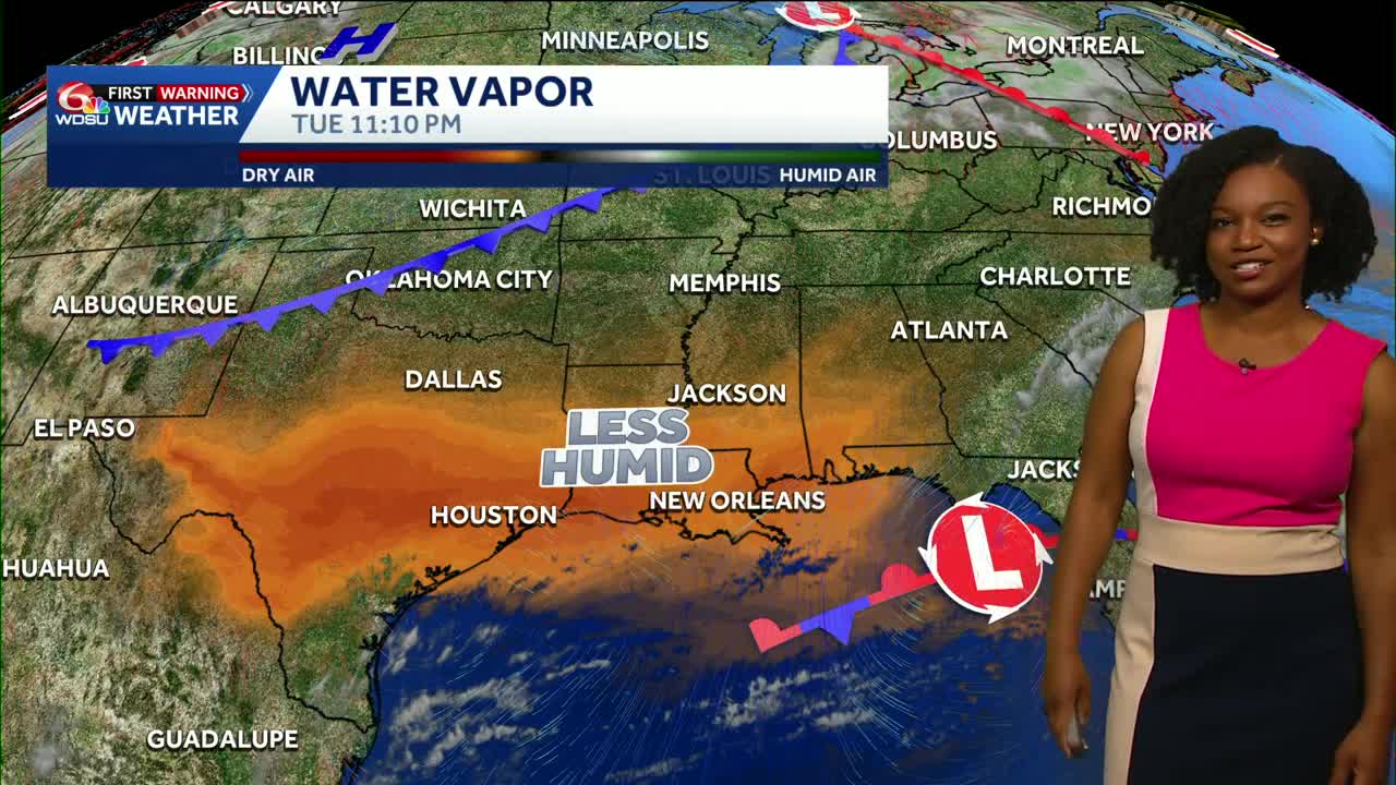 Drier air and more sunshine in your Wednesday New Orleans forecast