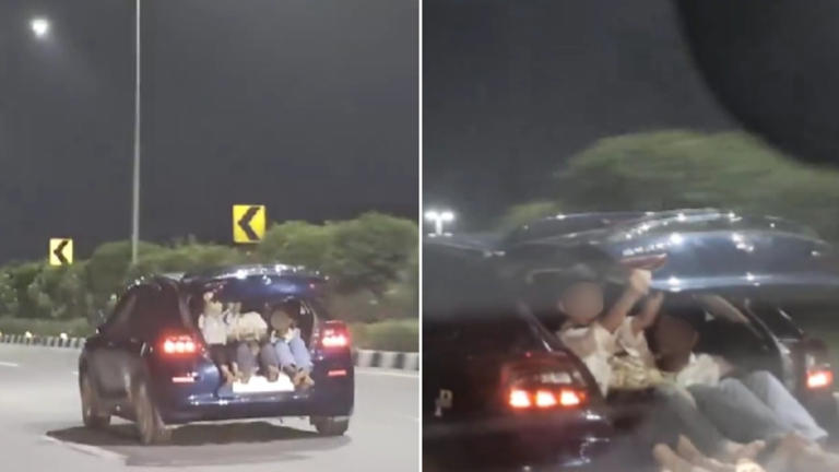 Hyderabad family drives at high speed with children in open boot ...