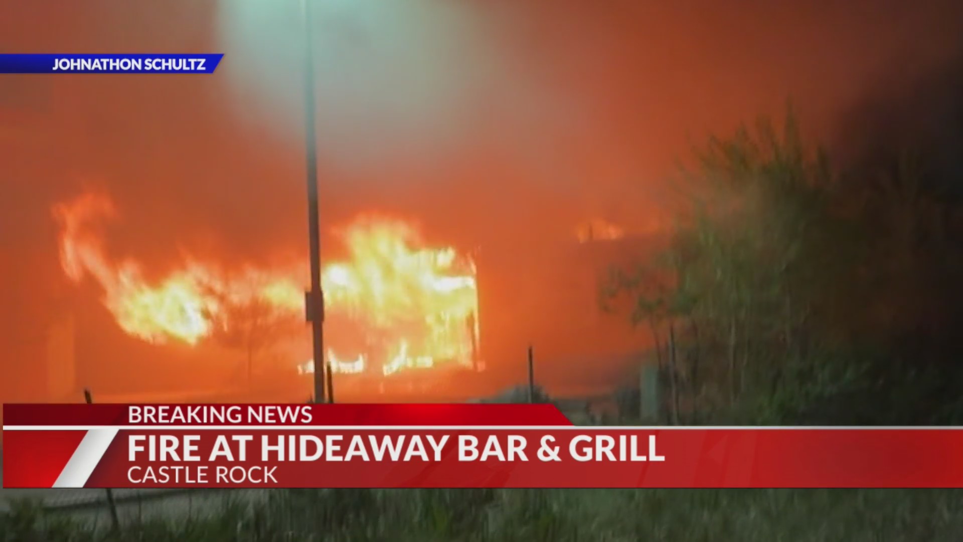Fire resparks at Castle Rock restaurant