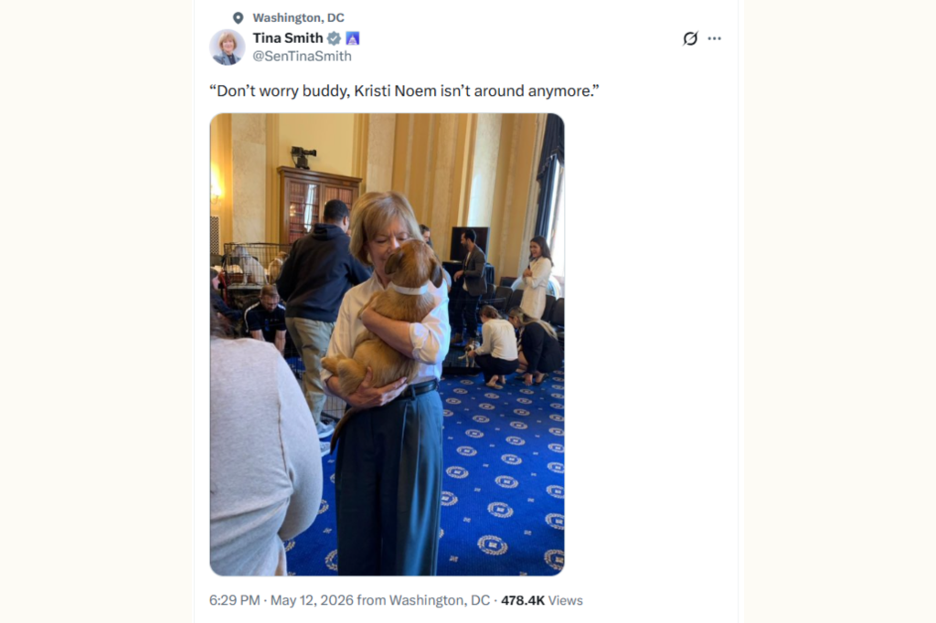 Senator Tina Smith latest social media post takes direct aim at Kristi Noem