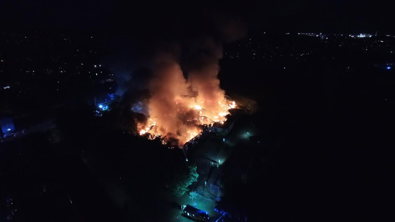 Massive fire engulfs former school building in Haverhill, England, UK