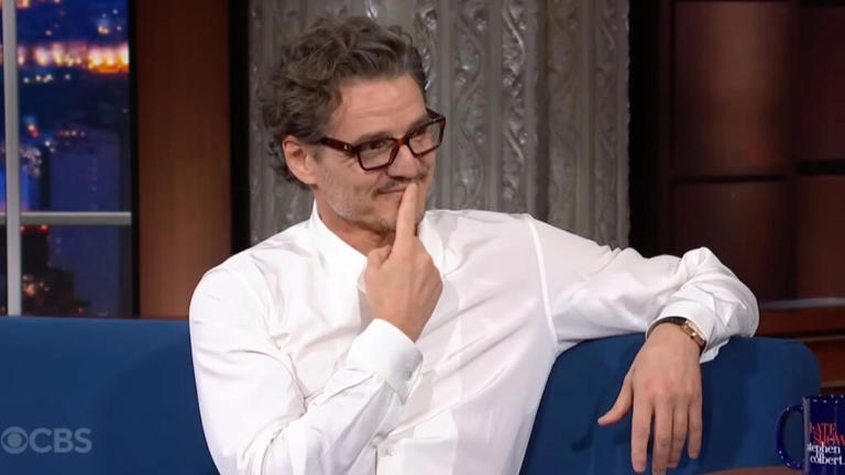 “I got jealous”: Pedro Pascal kisses Stephen Colbert on ‘The Late Show ...