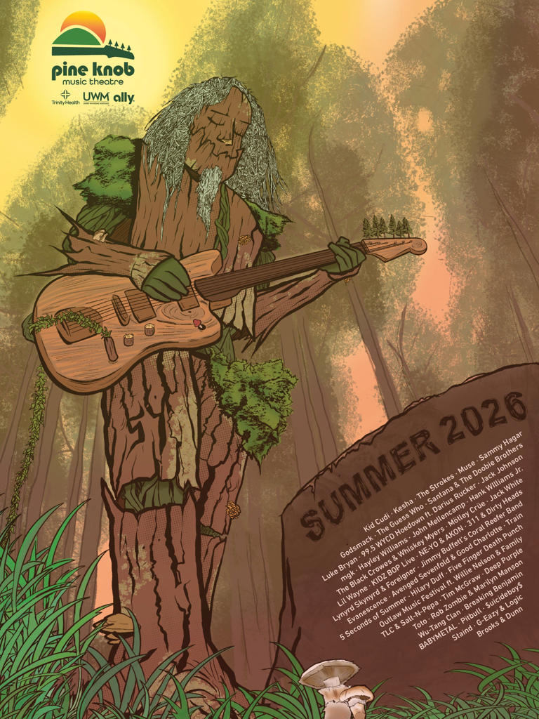 Pine Knob's 2026 summer concert poster pays tribute to nature, music