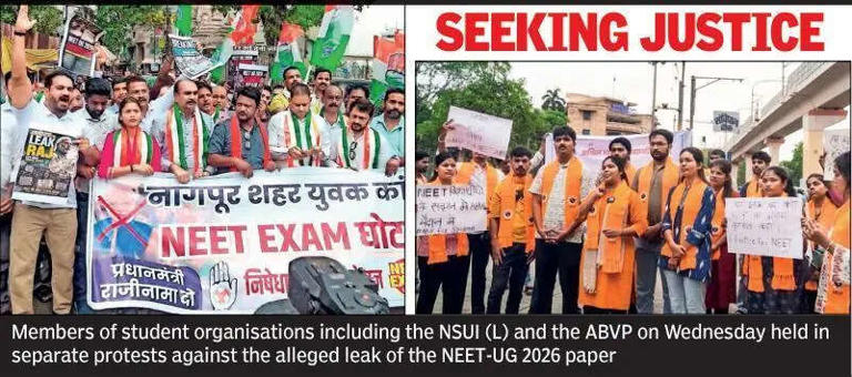 City student groups protest 'paper leak, irregularities' in NEET exam