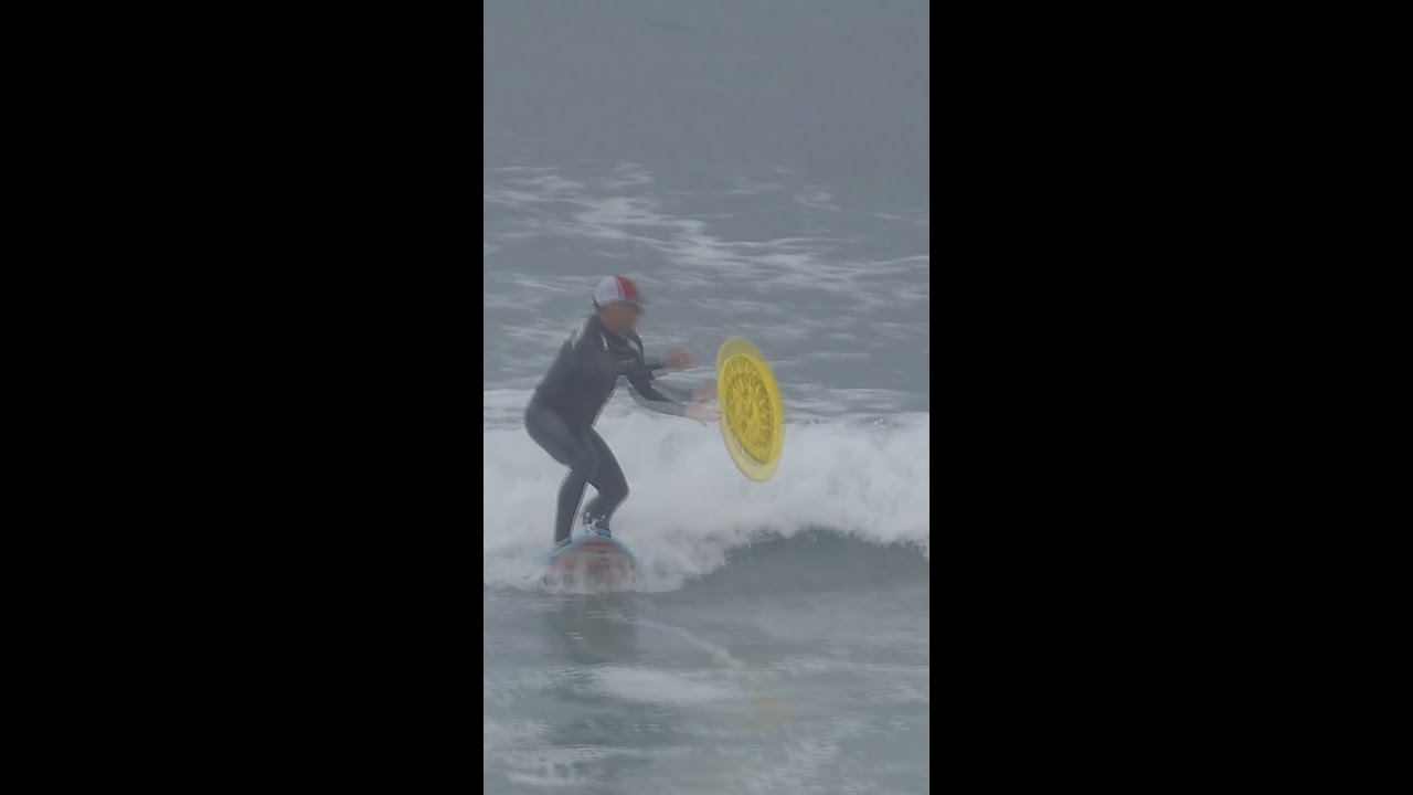 Blind guy catches frisbee while surfing! #shorts