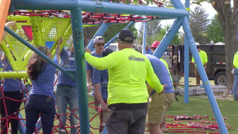 West Valley City volunteers build an all-abilities inclusive playground ...