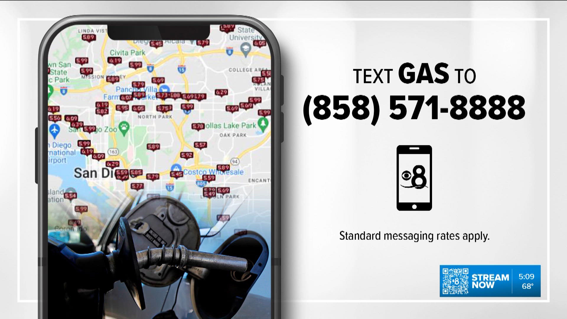 How are gas prices in San Diego County on May 13?