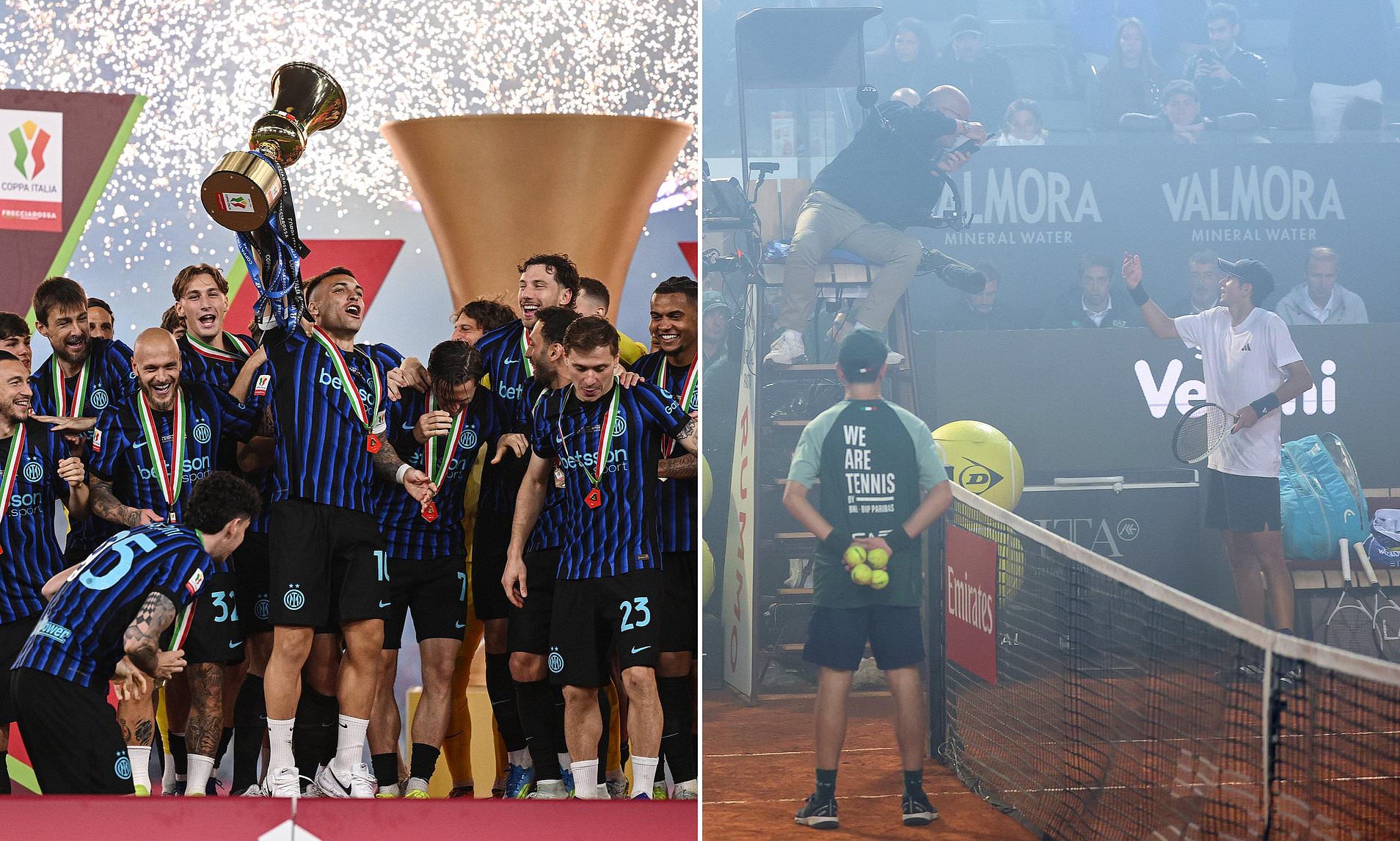 Chaos at the Italian Open as Inter Milan's Coppa Italia celebrations ...