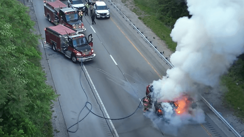 VIDEO: Car englufed in flames after crash on I-40, one injured
