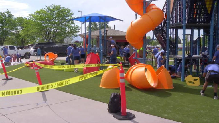 West Valley City volunteers build an all-abilities inclusive playground ...