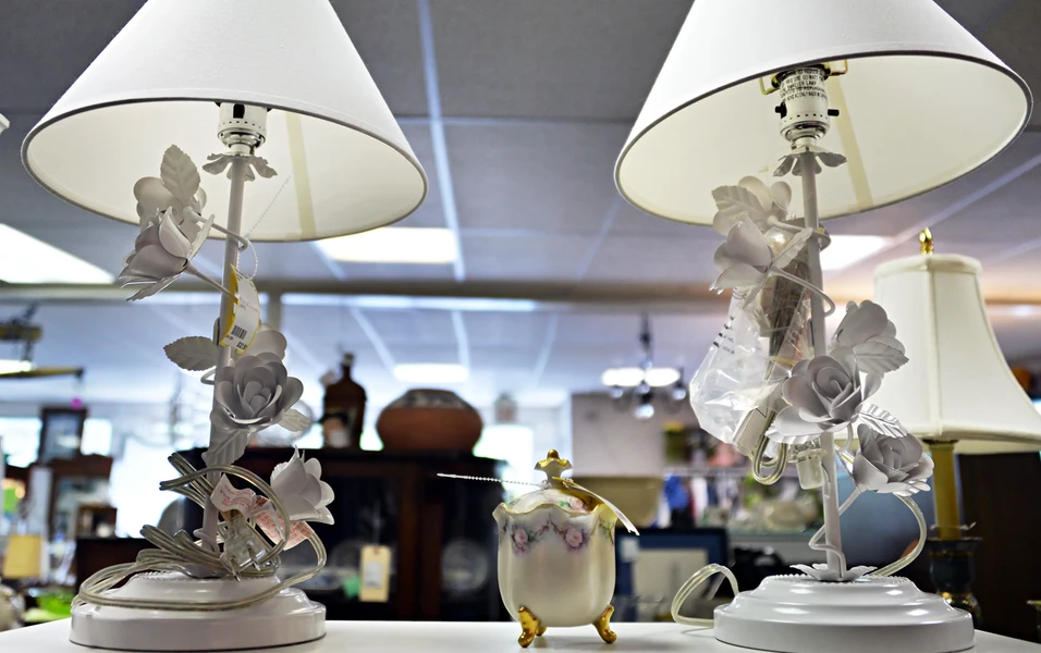 Thrift store finds inspire creative vintage-style home lighting