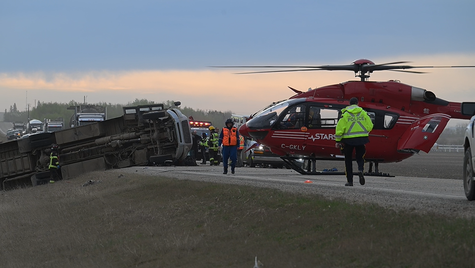 Several injured in Alberta bus rollover