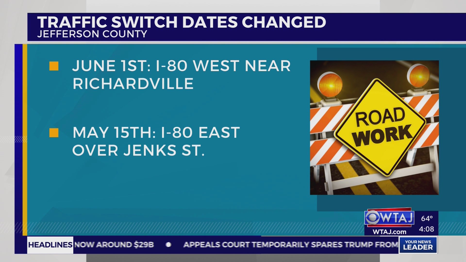 Date changes announced for lane closure, traffic pattern switch in ...